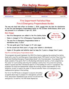 Fire Safety Message August 2018 – NY Fire Consultants Inc.