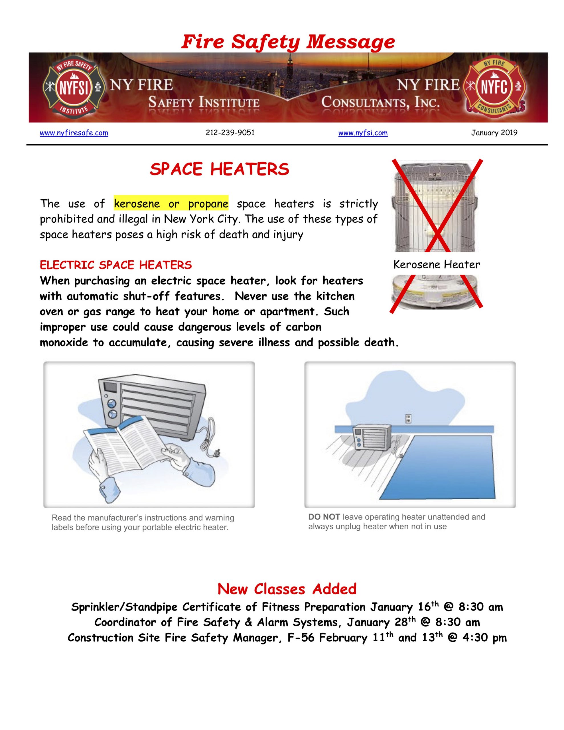 Fire Safety Message January 2019 – NY Fire Consultants Inc.