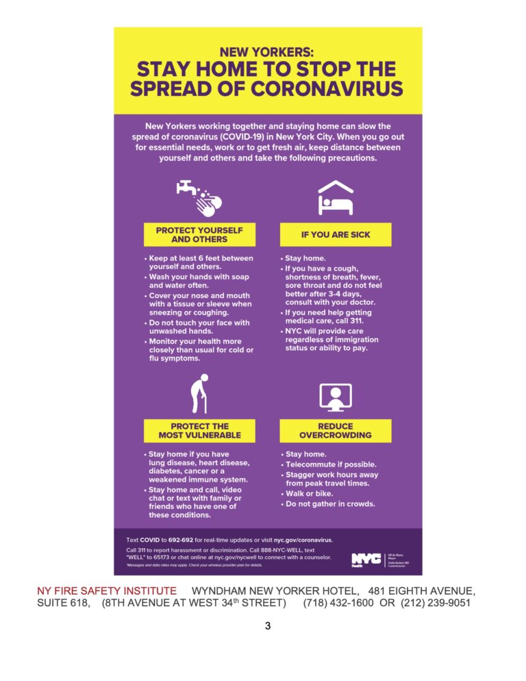 March 2020 Fire Safety Message – NY Fire Consultants Inc.