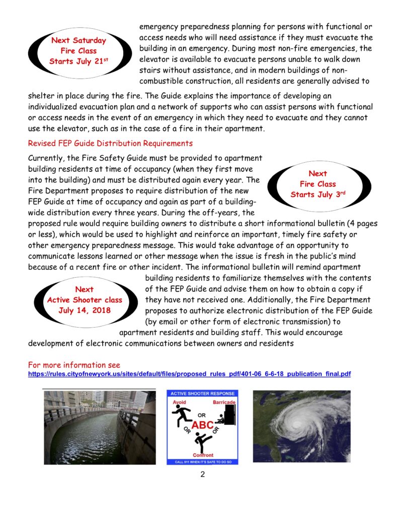Fire Safety Message June 2018 – NY Fire Consultants Inc.