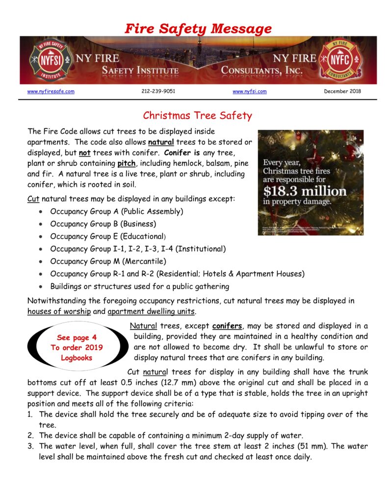 Fire Safety Message December 2018 – NY Fire Consultants Inc.